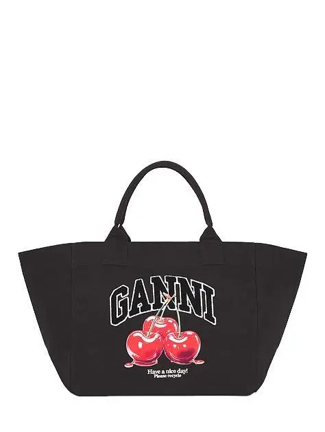 GANNI Shopper Xxl Cherry Printed Tote - Phantom