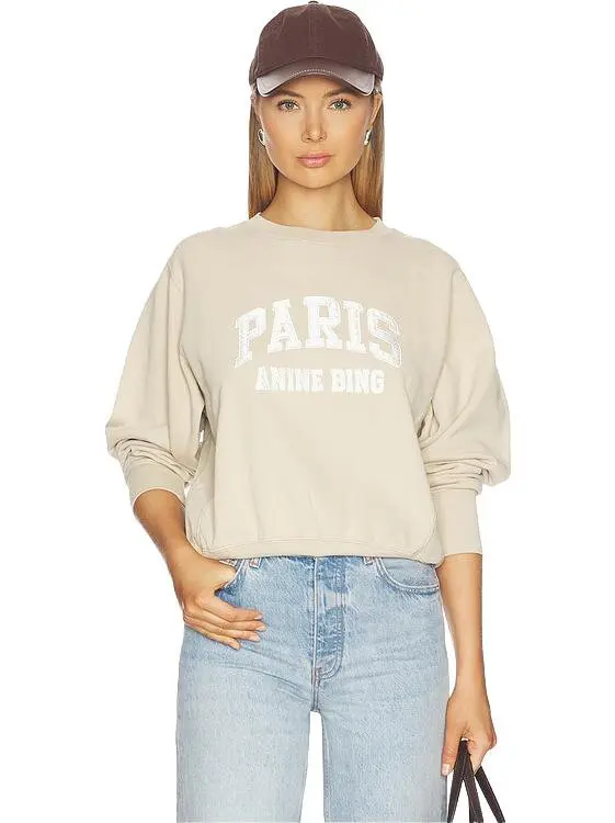 ANINE BING Harry Shrunken Sweatshirt Paris - Beige