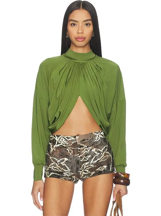 PatBO Intensity Jersey Cut Out Top - Green