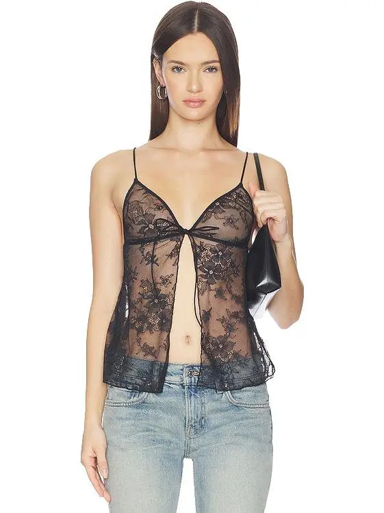 SKIMS Ultra Fine Lace Open Front Cami Top - Onyx