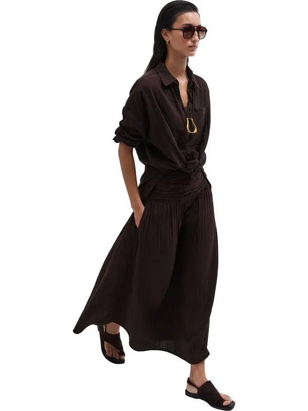 ME+EM Relaxed Cotton Maxi Skirt - Ganache Brown