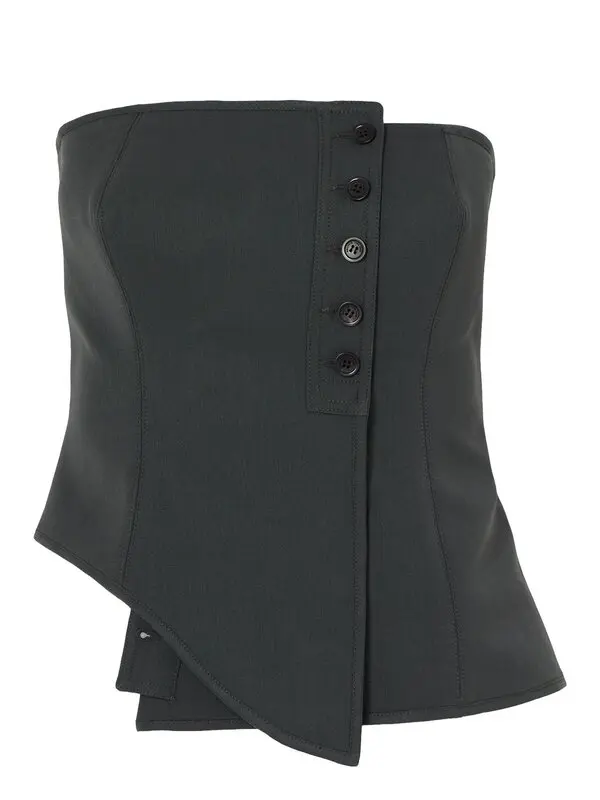 JEAN PAUL GAULTIER Strapless Asymmetric Wool-blend Bustier Top - Gray
