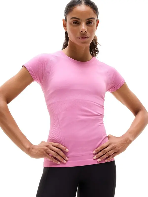 Athleta Momentum Seamless Tee - Quartz Pink