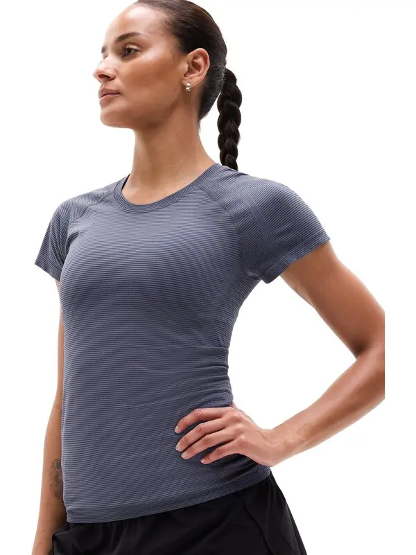 Athleta Momentum Flex Tee - Slate Mini Stripe