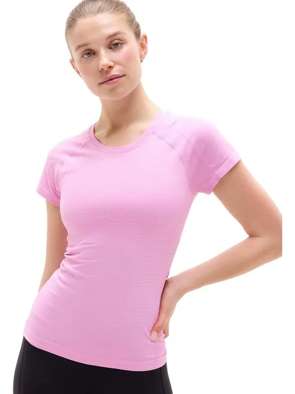 Athleta Momentum Flex Tee - Quartz Mini Stripe