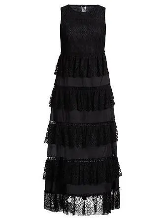 LIU •JO Cotton-blend Tiered Maxi Dress - Black