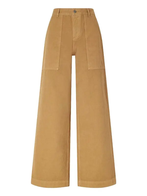 Moncler Wide-leg Cotton-canvas Trousers - Brown