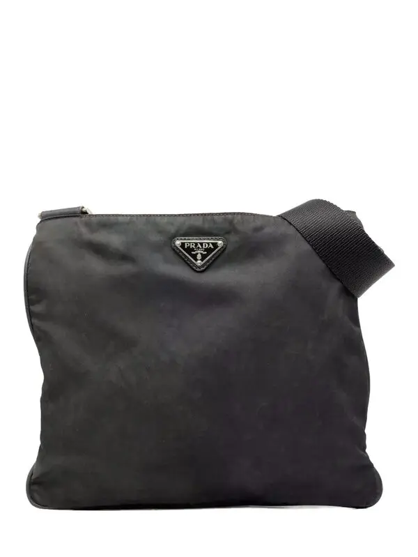 Prada Tessuto Zip Top Crossbody Bag - Black
