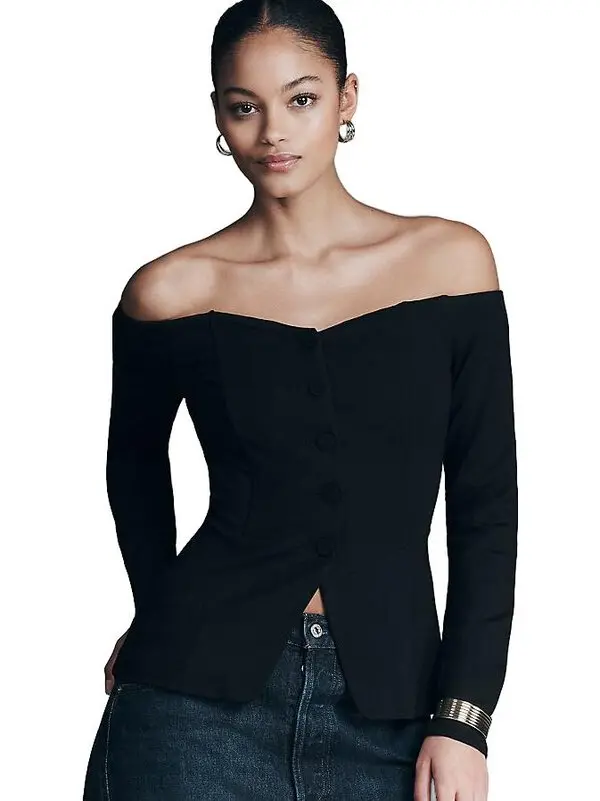 ELODIE THE LABEL Ara Off-shoulder Top - Black