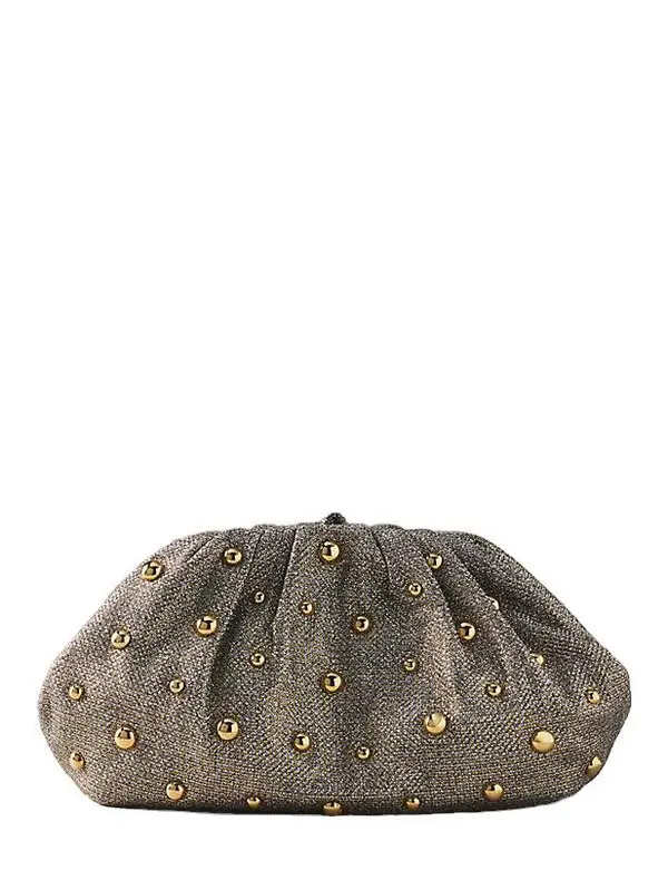 Anthropologie Studded Pouch Clutch - Silver/gold