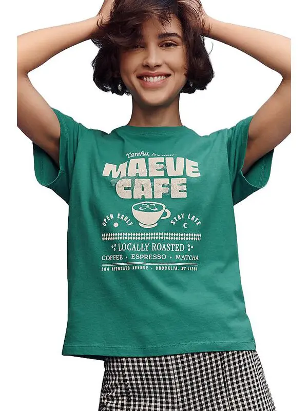 Maeve Evelyn Cotton T-shirt - Green Pattern