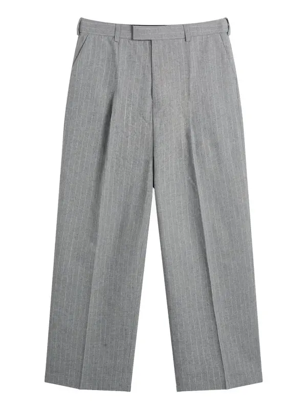 ABOUT:BLANK Wool Blend Pinstripe Wide Leg Trousers - Grey/white