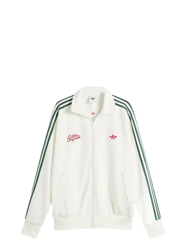 Adidas Embroidered Firebird Track Top - Off White/collegiate Green