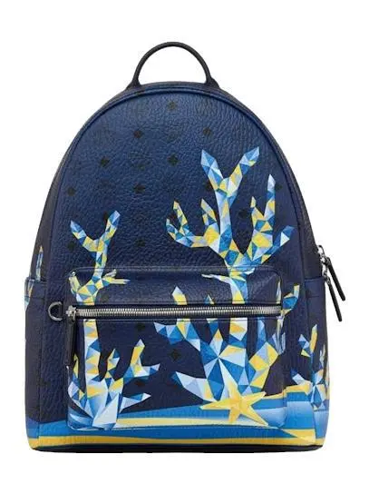 Mcm Stark Cubic Coral Visetos Backpack - Blue
