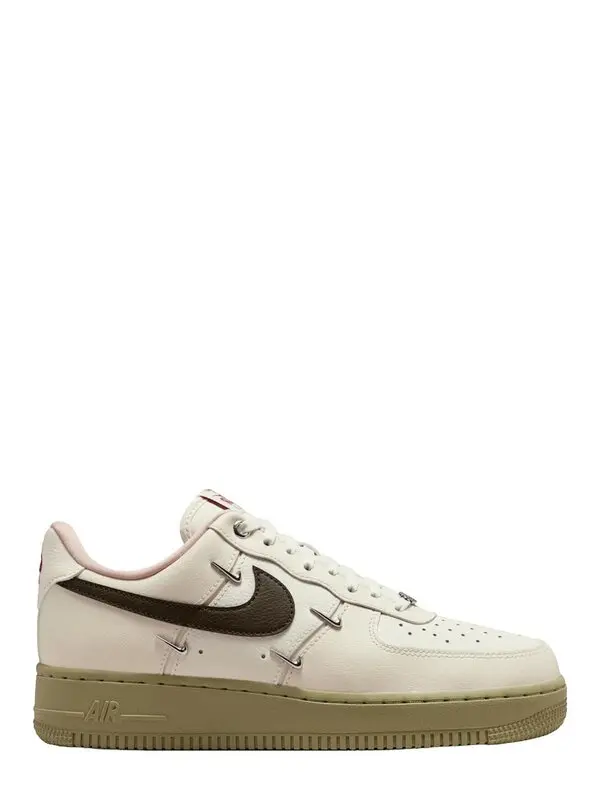 Nike Air Force 1 Low Lx Swoosh Sneakers - Soft Pearl/neutral Olive/team Crimson