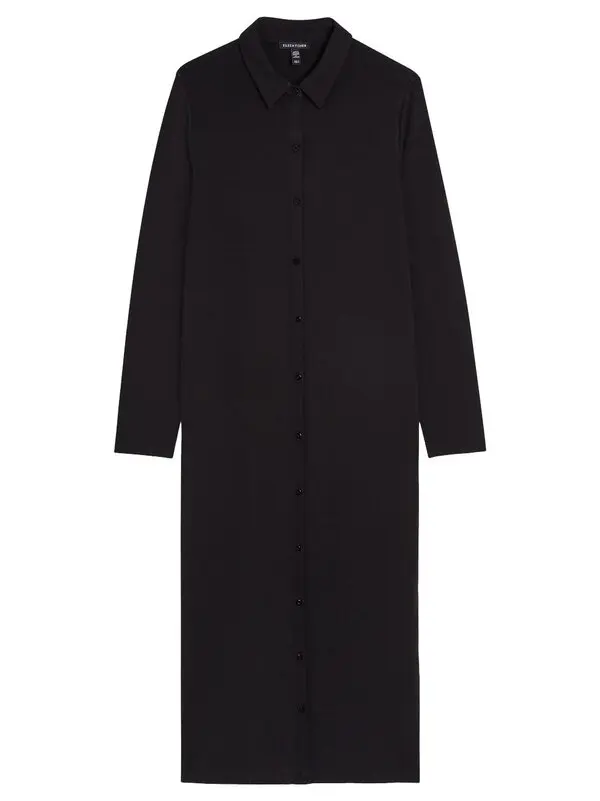Eileen Fisher Stretch-jersey Midi Shirt Dress - Black