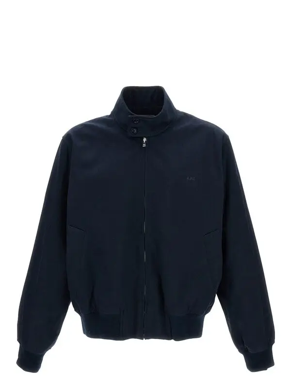 A.p.c. Bomber Jacket With Embroidered Logo - Blu