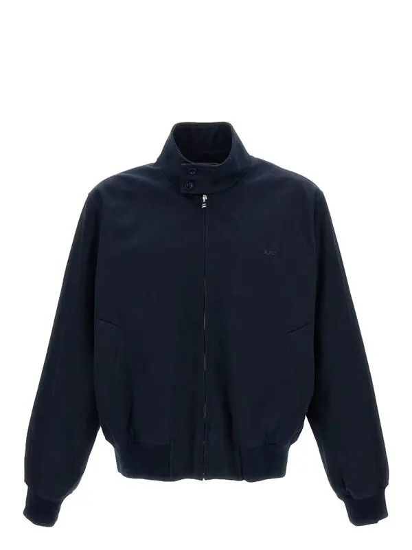 A.p.c. Bomber Jacket With Embroidered Logo - Blue