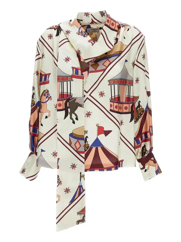 Alberto Biani Printed Silk Blouse - Beige