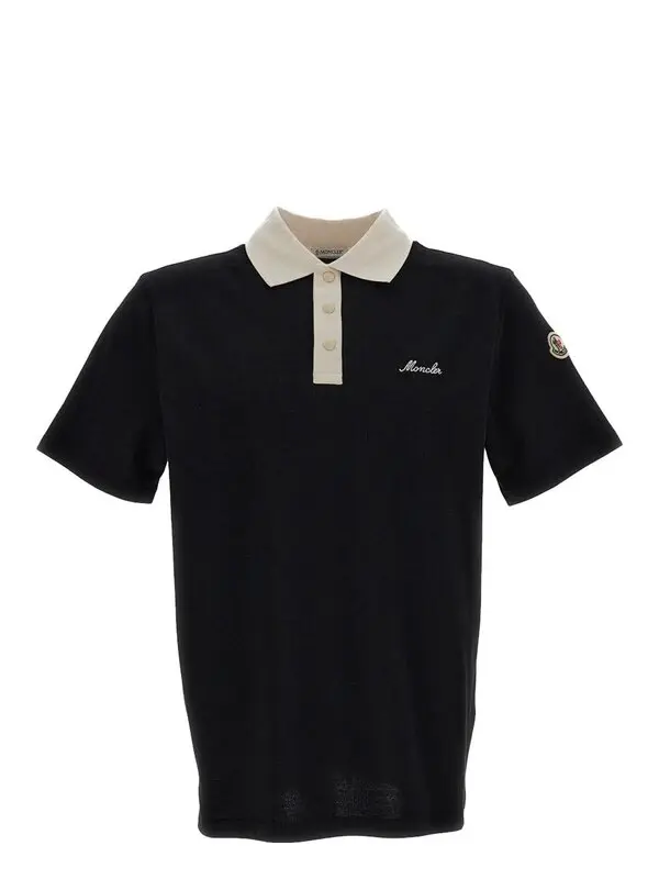 Moncler Cotton Piqué Polo Shirt - Black