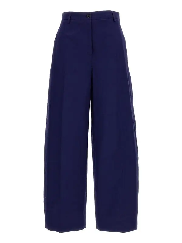Alberto Biani Wide-leg Cotton Trousers - Sky Blue