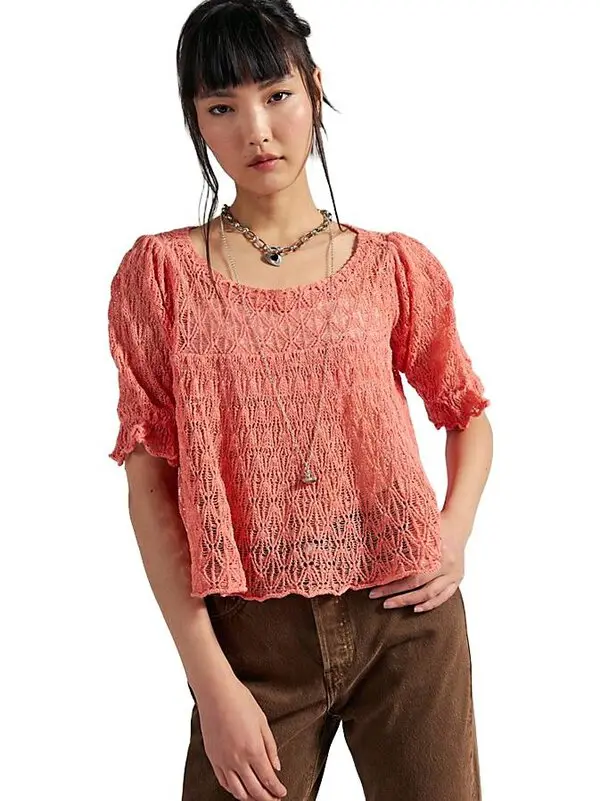 Free People Moonstruck Babydoll Blouse - Crush Blush