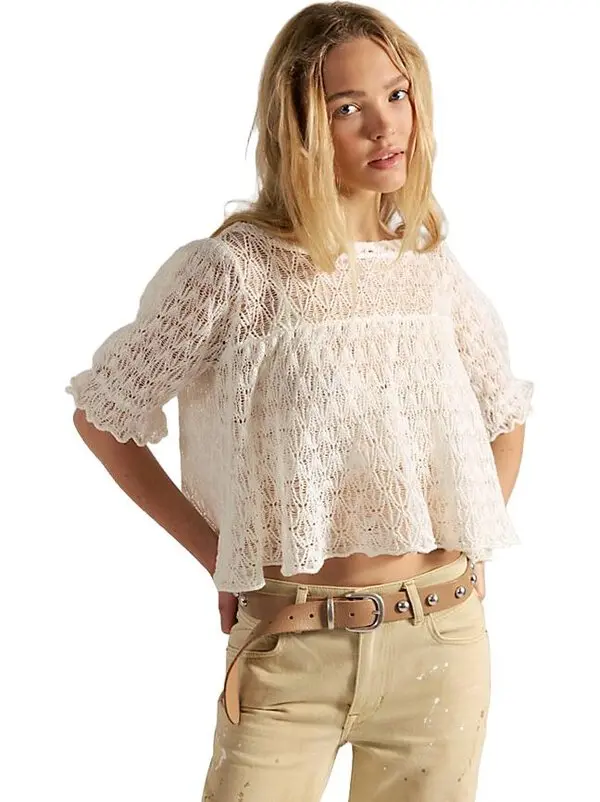 Free People Moonstruck Babydoll Blouse - Ivory