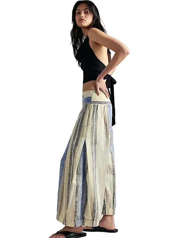 Free People Wide Leg Harem Pants - Ivory Combo