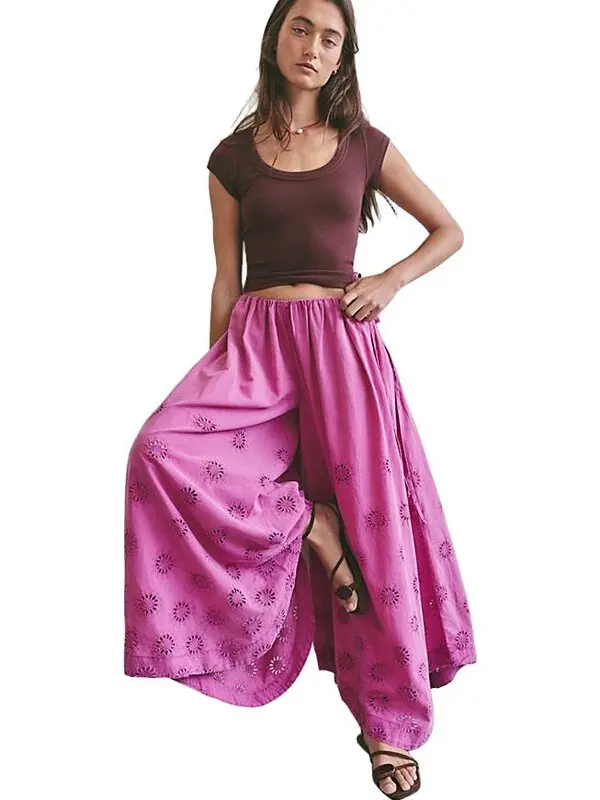 Free People Sweet Serenade Wide-leg Pants - Vivid Viola