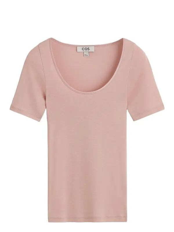 Cos Satin-trimmed Cotton-jersey T-shirt - Pink