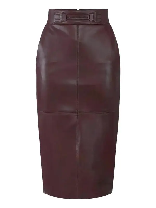 Elisabetta Franchi Midi Skirt With Logo Belt - Brown