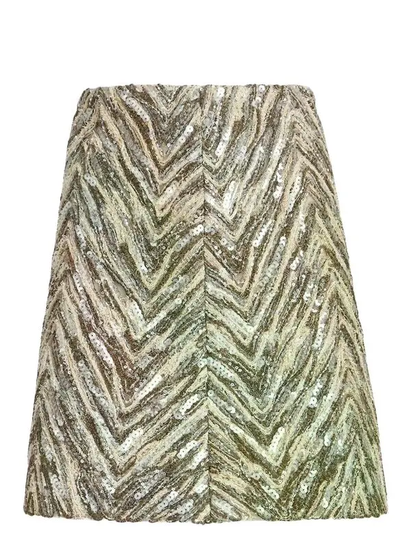Brunello Cucinelli Embellished Chevron Mini Skirt - Neutrals