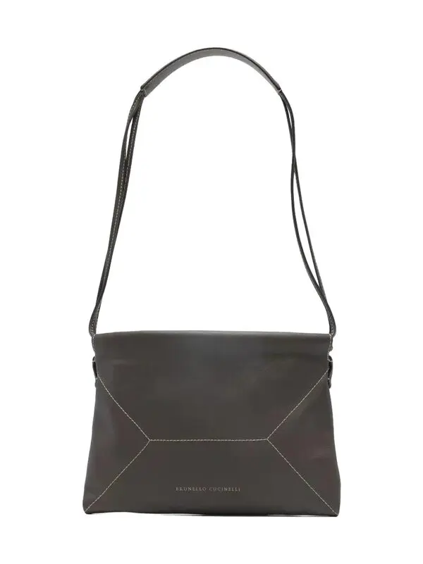 Brunello Cucinelli Stitched Shoulder Bag - Grey