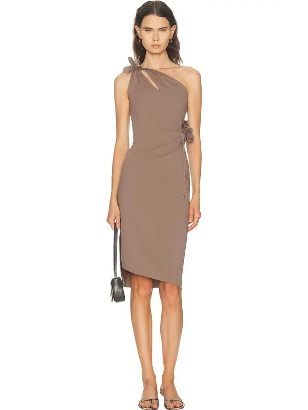 Coperni Asymmetric Mini Gown - Brown