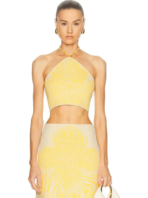 Alexis Gala Halter Top - Yellow Bloom