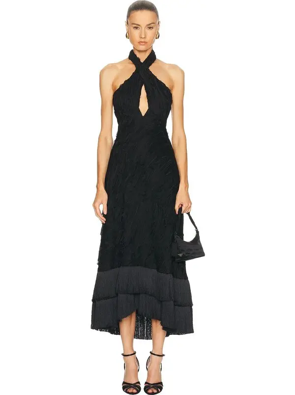 Alexis Ambrosio Fringe Hem Dress - Black