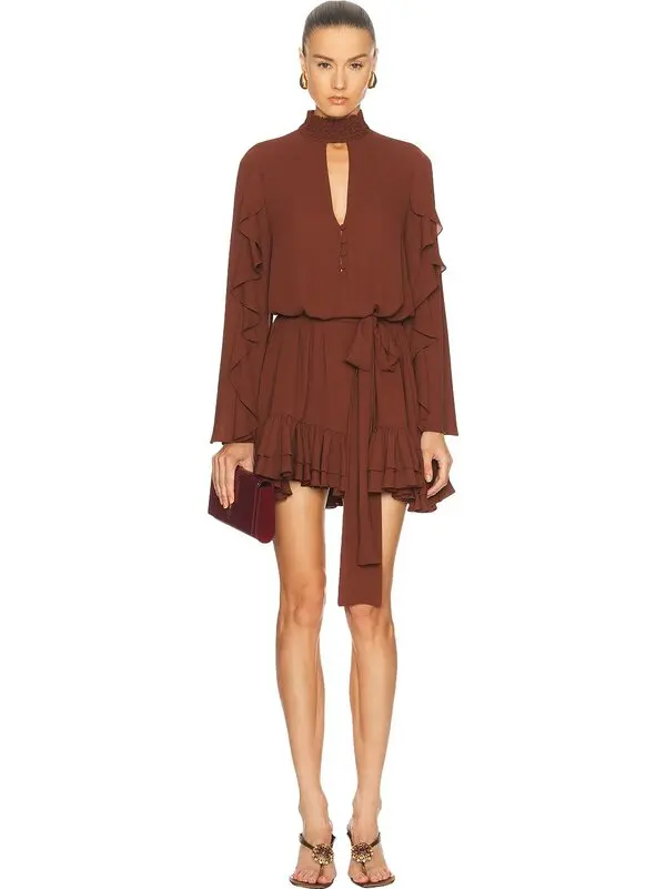 Alexis Giovanna Ruffle Mini Dress - Burnt Sienna