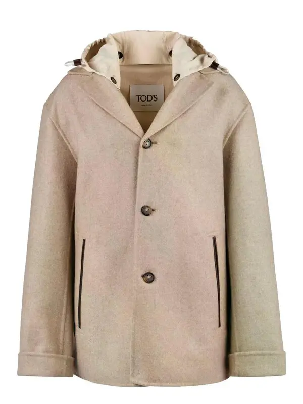 TOD'S Hooded Trimmed Jacket - Neutrals