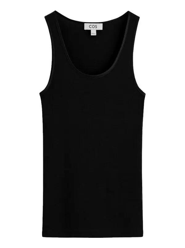 Cos Satin-trimmed Cotton-jersey Tank Top - Black