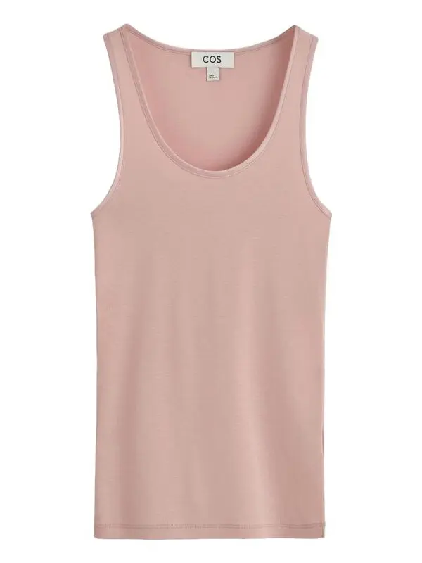 Cos Satin-trimmed Cotton-jersey Tank Top - Pink