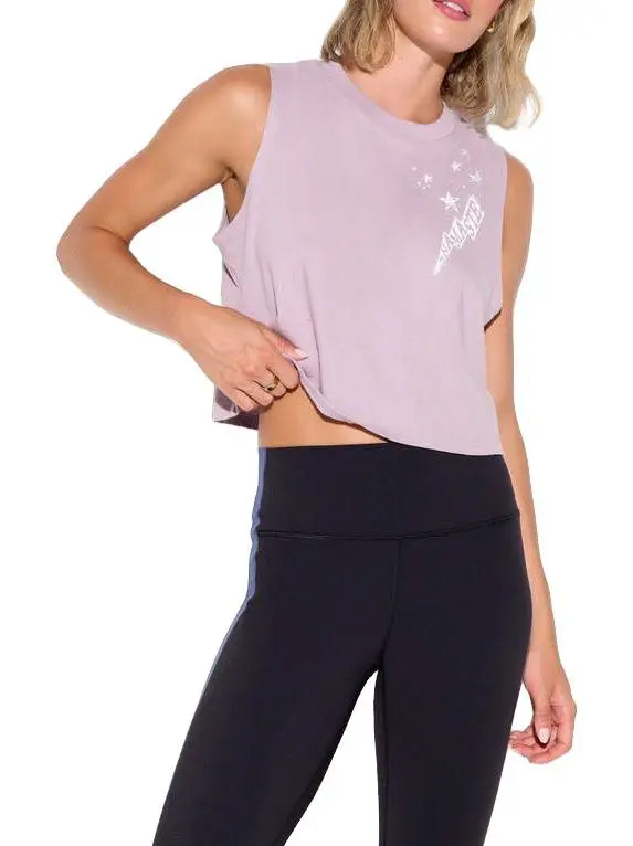 Spiritual Gangster Namaste Bolt Crop Graphic Tank - Orchid Moon