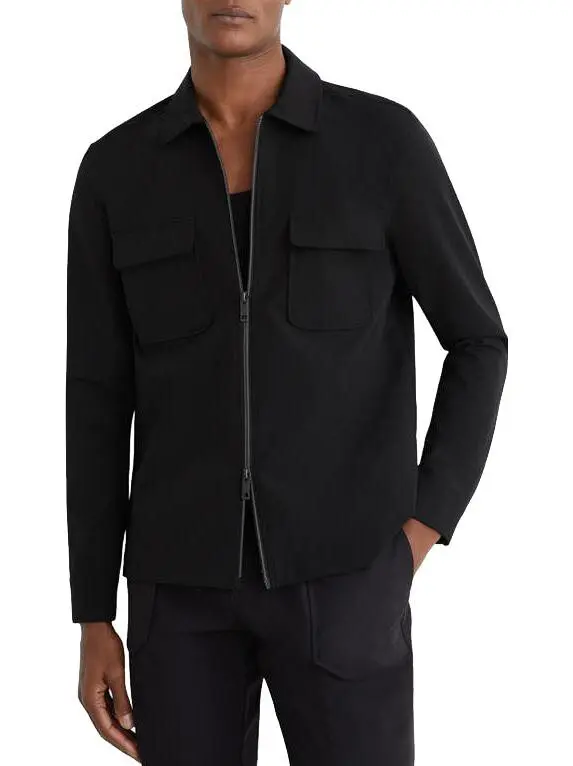 REISS Ascend Zip-up Shirt Jacket - Black