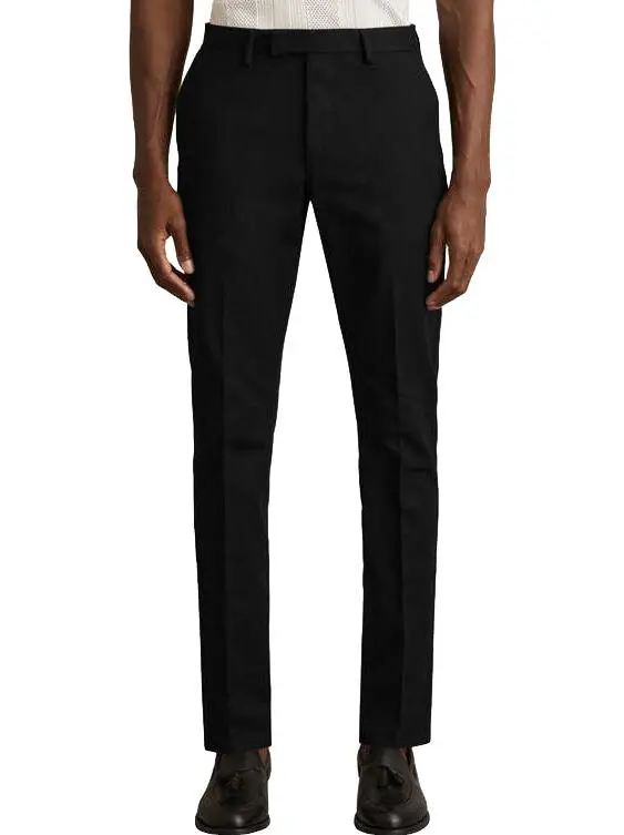 REISS Eastbury Slim Fit Stretch Cotton Chinos - Black