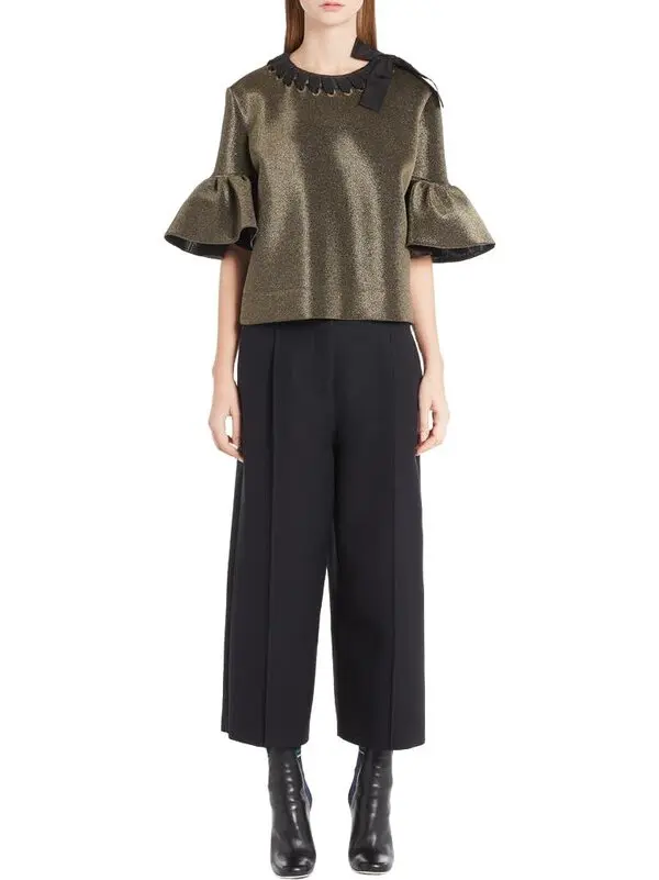 Fendi Metallic Neoprene Bell Sleeve Top - Gold