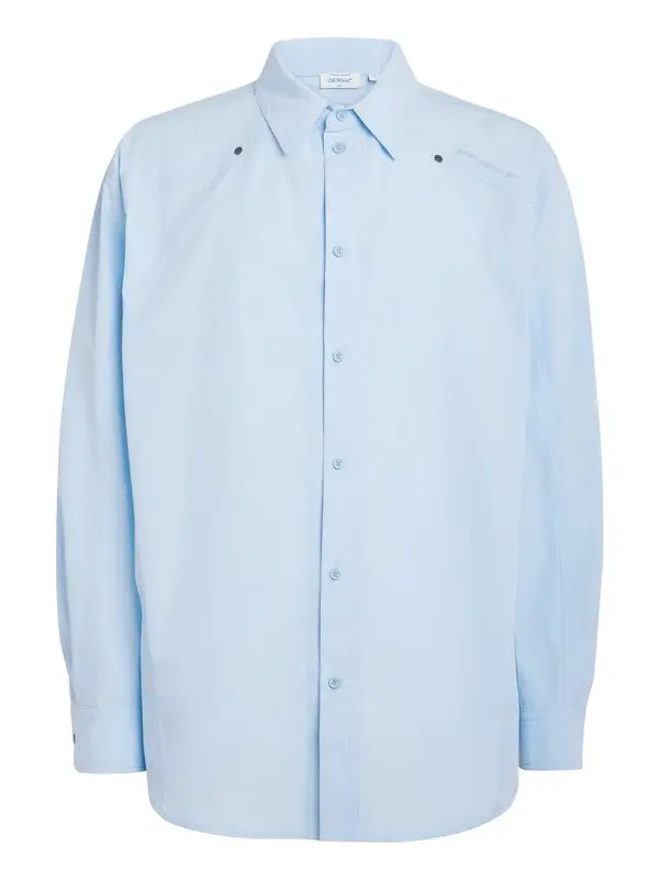 Off-White Cotton Poplin Embroidered Shirt - Blue