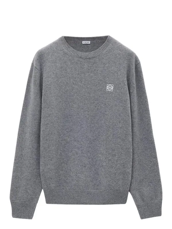 Loewe Wool Sweater With Anagram Embroidery - Gray