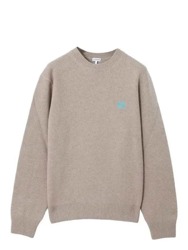 Loewe Wool Sweater With Anagram Embroidery - Sand