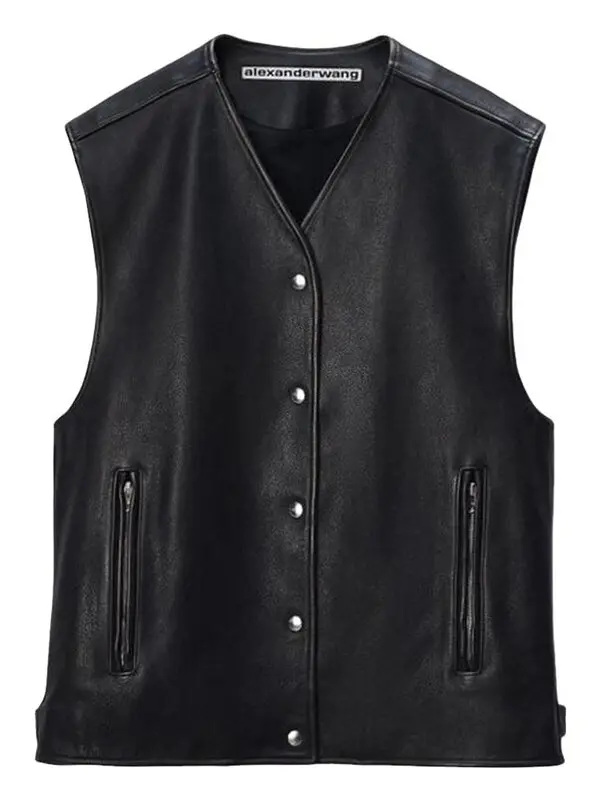 Alexander Wang Boxy Moto Vest - Black