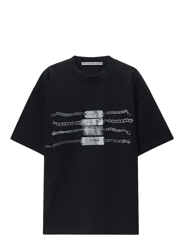 Alexander Wang Short Sleeve Tee With Chain Graphic - Black