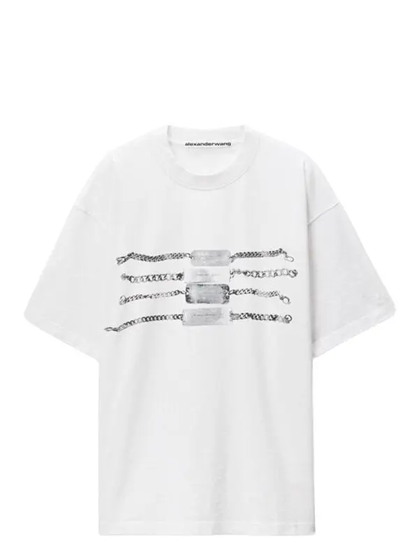 Alexander Wang Short Sleeve Tee With Chain Graphic - White